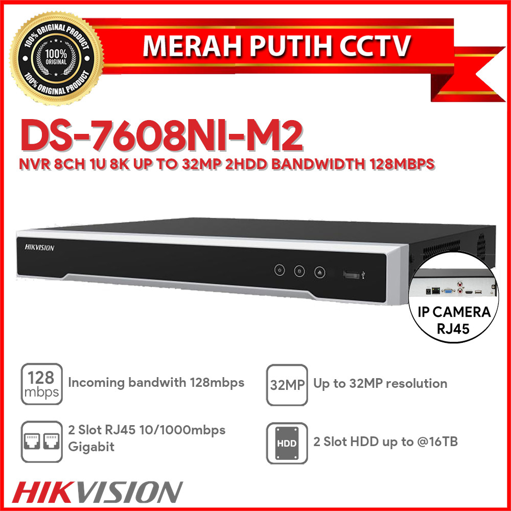 Jual HIKVISION DS-7608NI-M2 NVR 8CH 1U 8K UP TO 32MP 2HDD BANDWIDTH ...