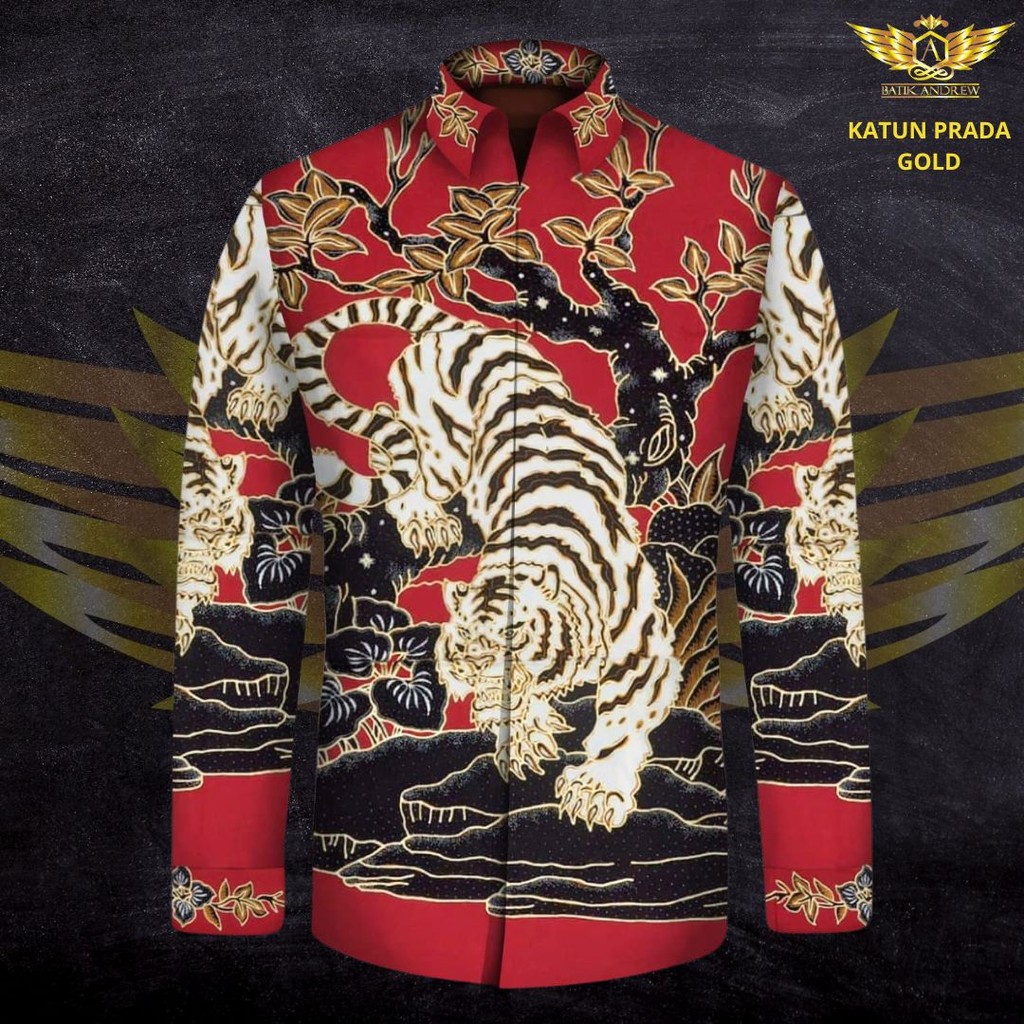 Jual KATUN TULIS POLA PRADA TINTA EMAS MOTIF 7 BAHAN KAIN BATIK HARIMAU ...