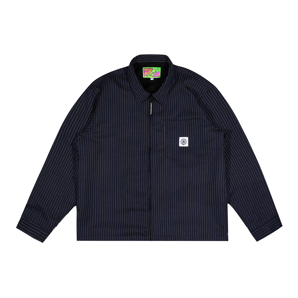 Jual Shining Bright Light Stripe Work Jacket - Navy | Shopee Indonesia