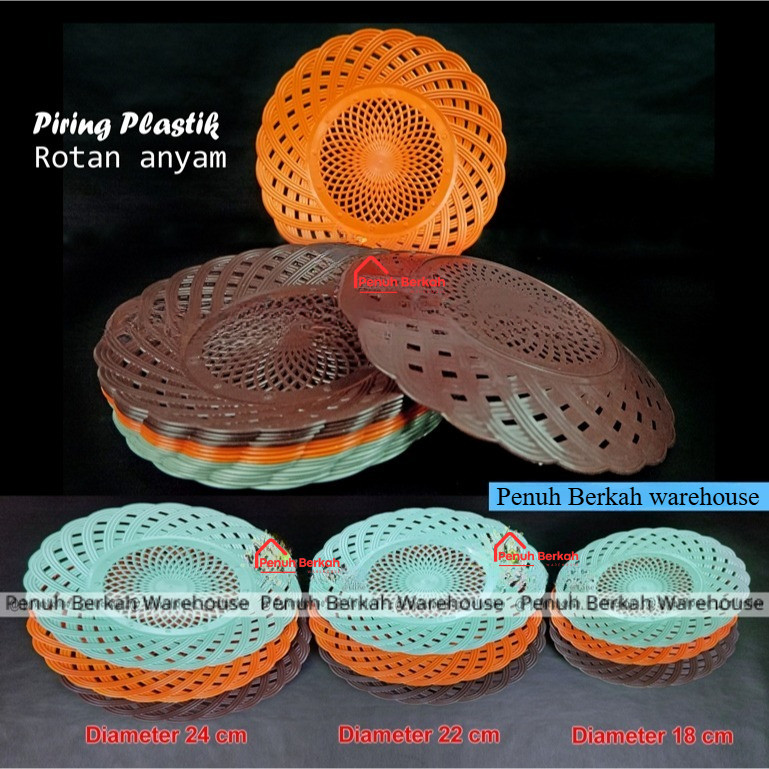 Jual (PER-6 BJ)Piring Rotan Plastik TEBAL uk 18cm//22cm//24cm Motif ...