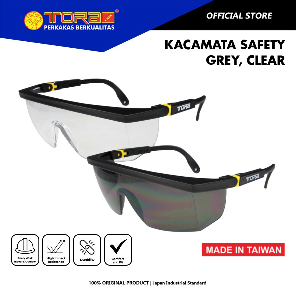 Jual TORA Kacamata Safety Grey, Clear - Kaca Mata Keselamatan - Safety Goggles - TAIWAN | Shopee ...