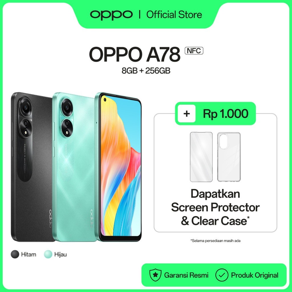 Jual OPPO A78 4G 8GB(+8GB)/256GB (67W SUPERVOOC, AMOLED FHD+, DUAL ...