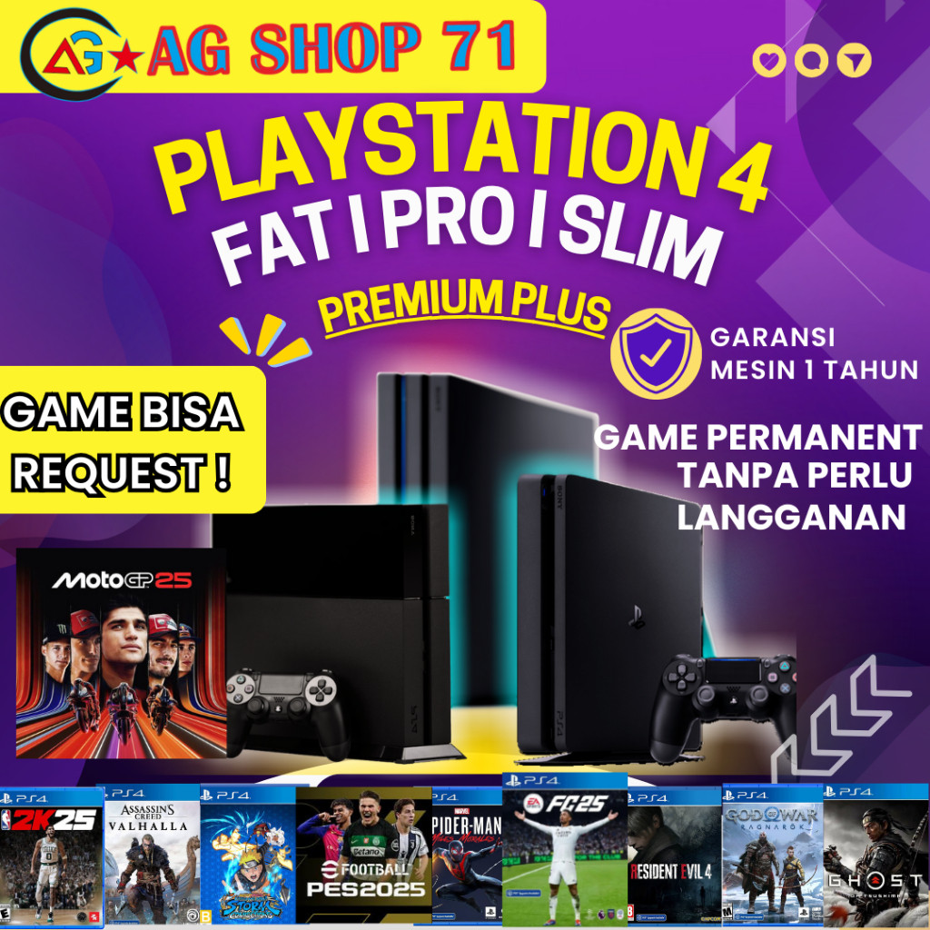 Jual PS4-FAT/ SLIM/PRO. PERMANENT. Tanpa Langganan.1TB-500GB. FW 12.50 ...
