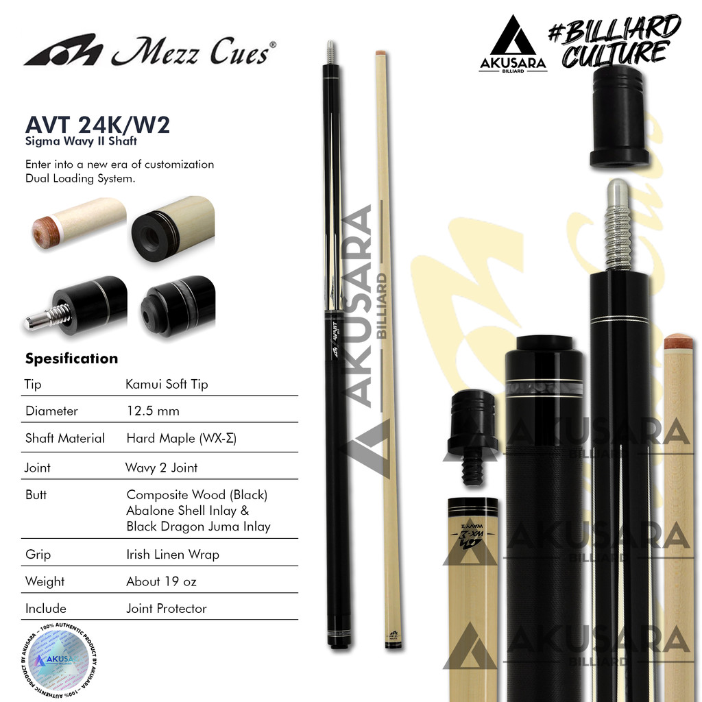 Jual Stik Mezz AVT-24K + Shaft WX Sigma Black Maple Play Cue billiard | Shopee Indonesia