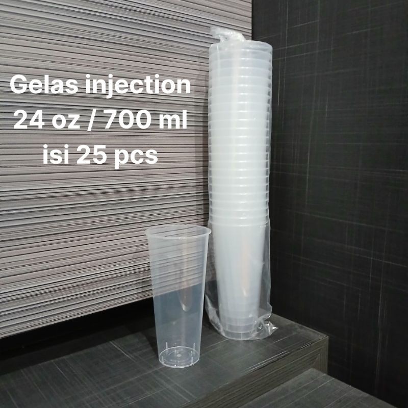 Jual SPECIAL gelas injection 24 oz 700 ml isi 25 pcs | gelas pp ...