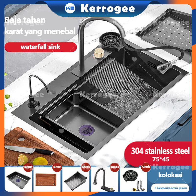 Jual Kitchen sink stainless 304 Luxury Bak Cuci Piring Waterfall(Hitam ...