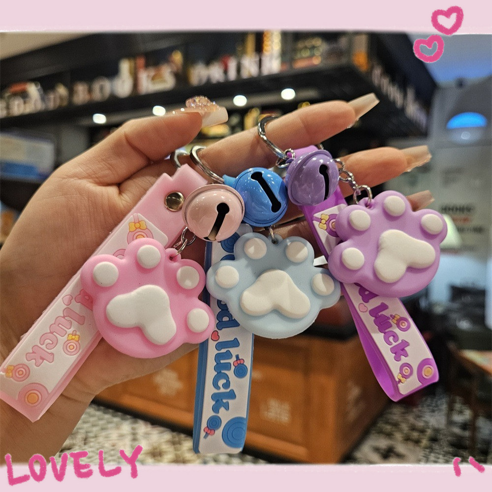 Jual Colorful Key Chain Creative Cartoon Animal Cat Paw Key Buckle ...