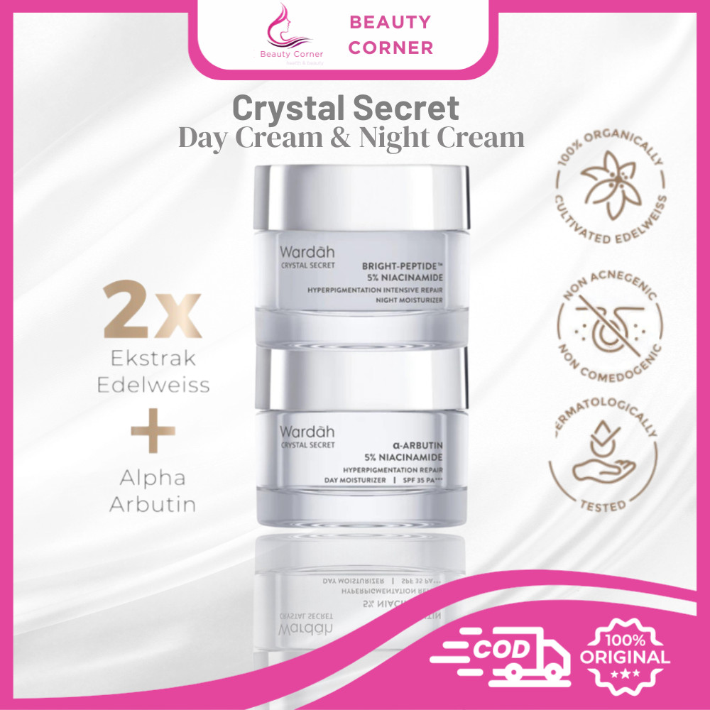 Jual [PAKET ISI 2 BESAR] Wardah Crystal Secret Day Cream 30g + Night ...