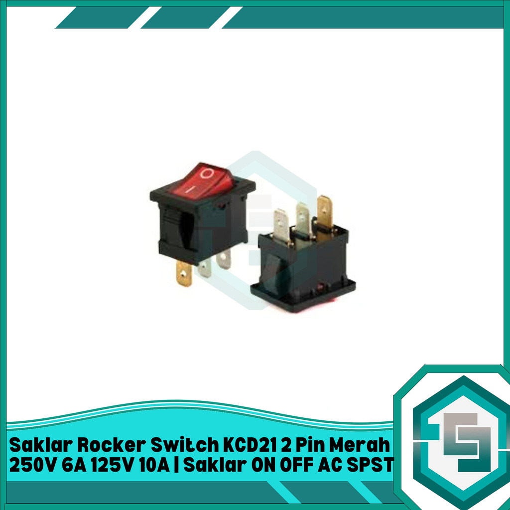 Jual Saklar Rocker Switch KCD21 2 Pin Merah 250V 6A 125V 10A | Saklar ...