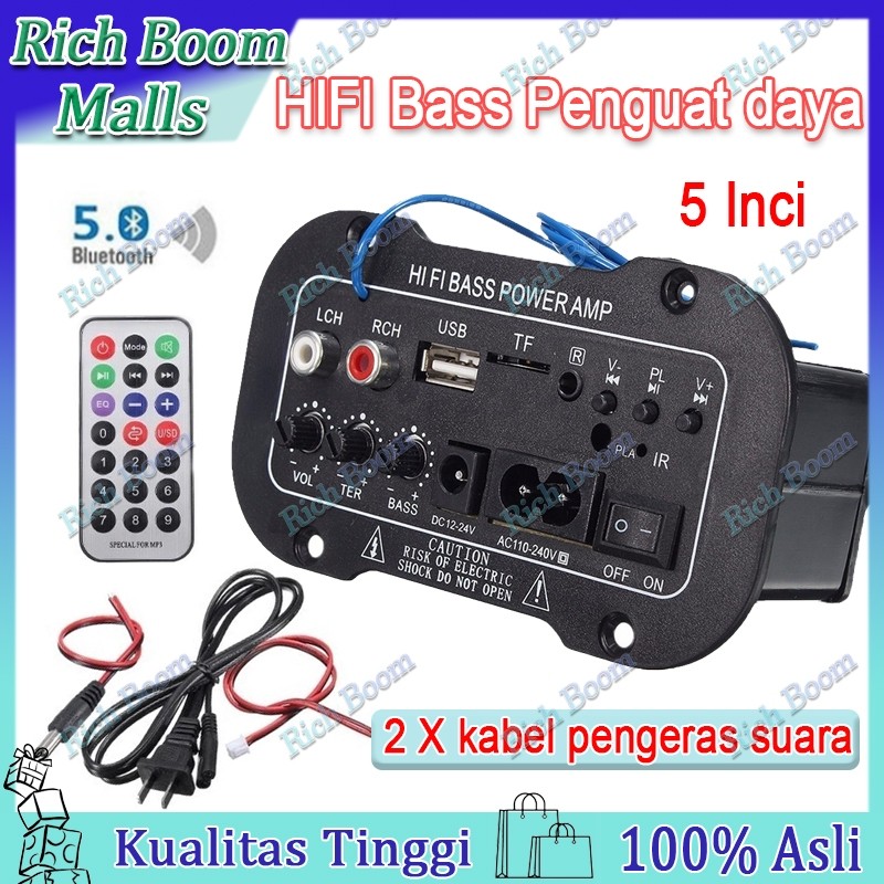 Jual Ampli mini bluetooth super bass 5inci ampli Amplifier stereo 12v ...
