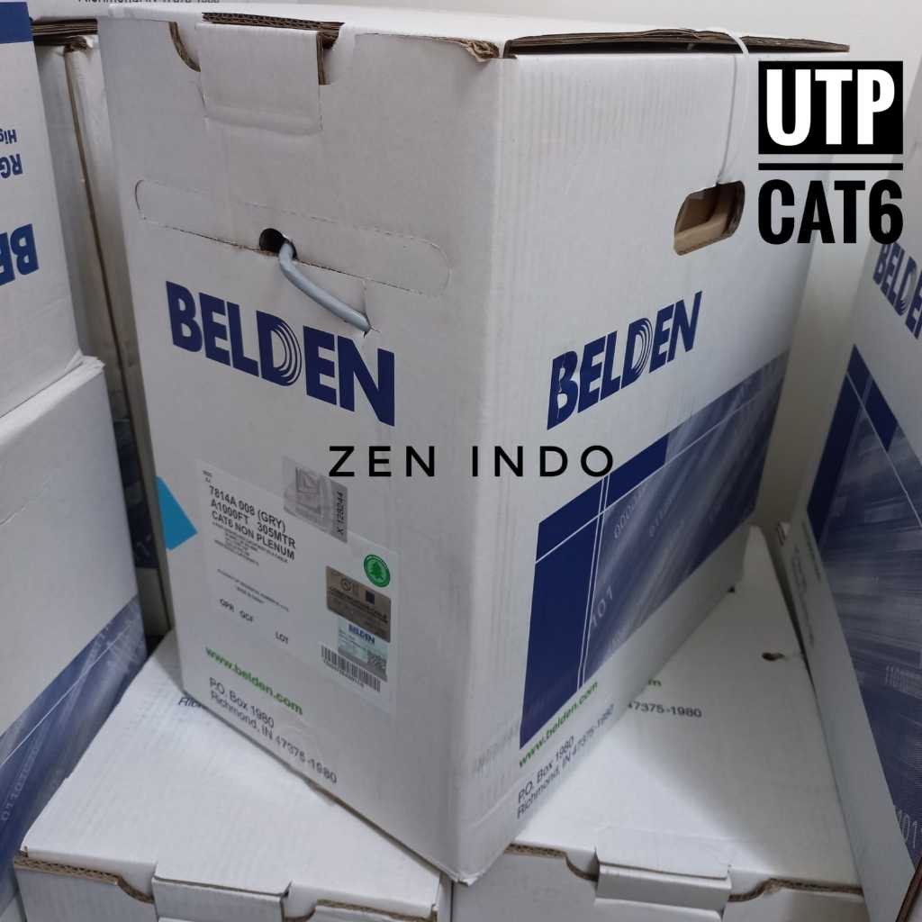 Jual Kabel Lan BELDEN Cat 6 Belden UTP Cat6 7814A Abu atau Biru 305 ...
