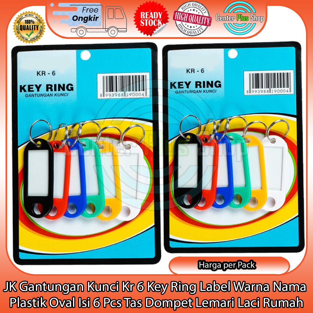 Jual JK Gantungan Kunci Kr 6 Key Ring Label Warna Nama Plastik Oval ...