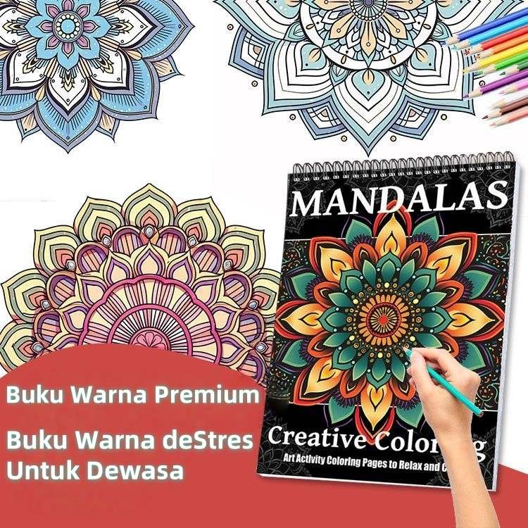 Jual Buku Mewarnai---Mandala Simetris Latihan menggambar Sketsa Gambar ...
