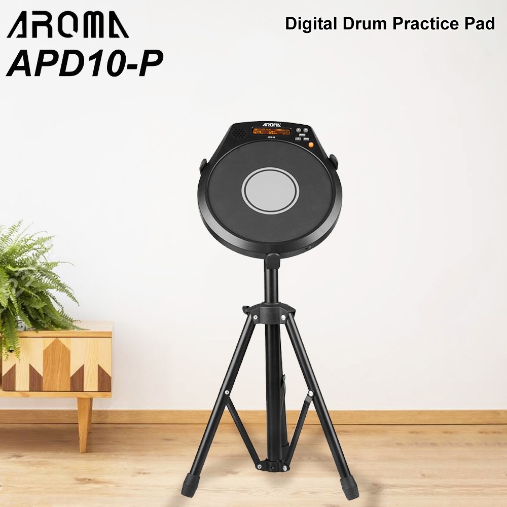 Jual Drum Pad Elektrik AROMA APD-10 Stand Latihan Tempo Metronome Hits Counting Speed Detection ...