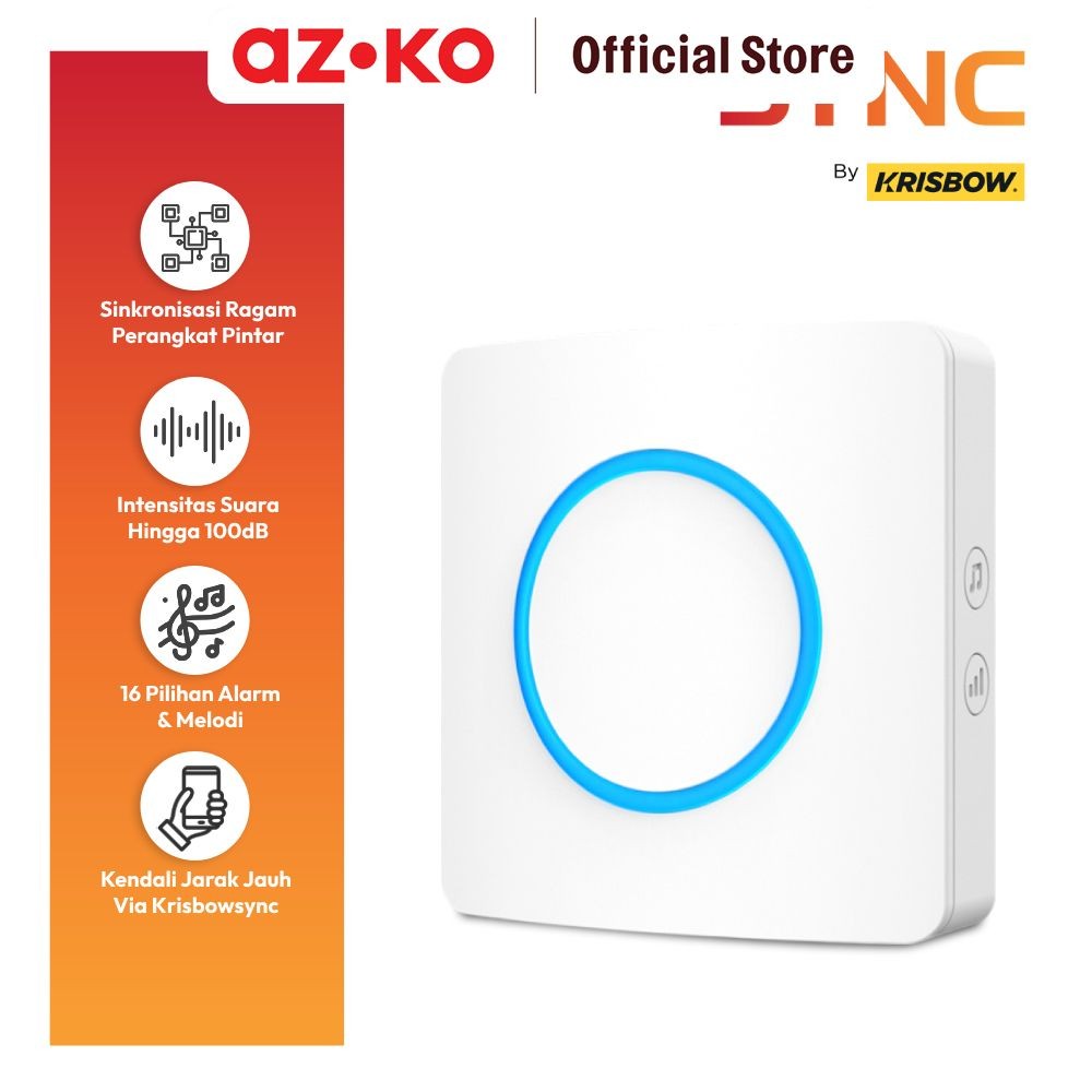 Jual AZKO Krisbow Sync Smart Alarm Pintu Sirine Wifi Indoor - Putih ...