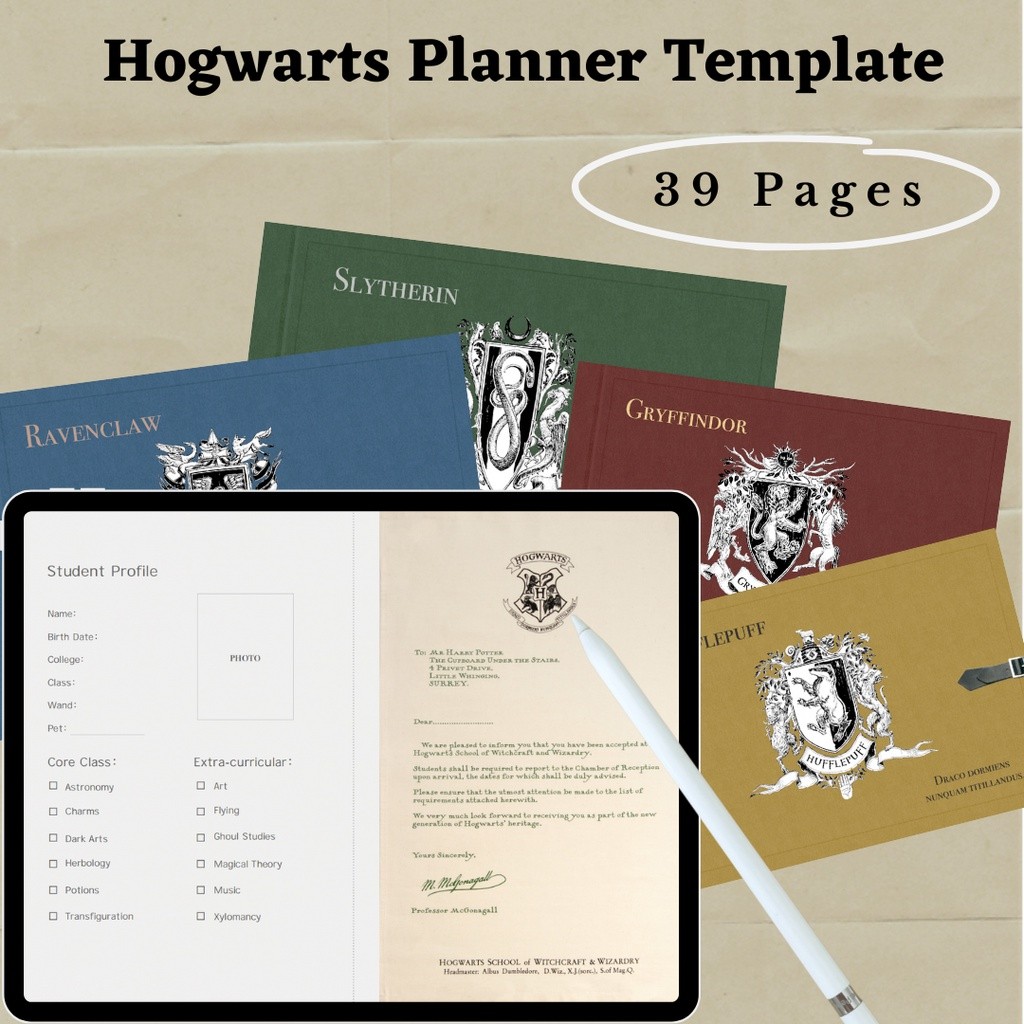 Jual Digital Undated Planner Template --- Hogwarts Planner Template ...
