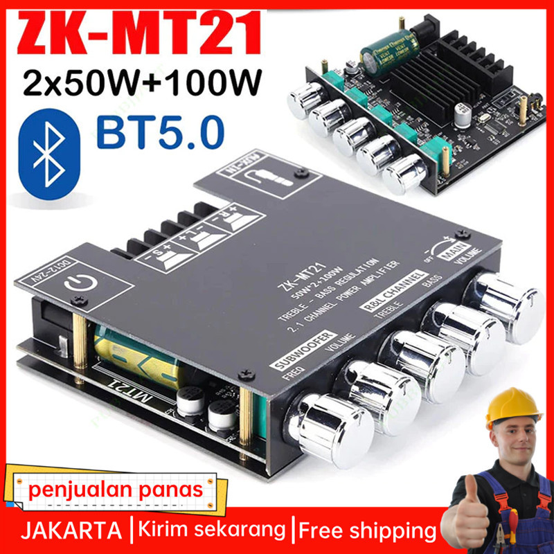 Jual 【Kirim Sekarang】Audio Stereo Bass Power Amplifier Board ZK-TB21 ZK-MT21 Bluetooth 5.0 50Wx2 ...