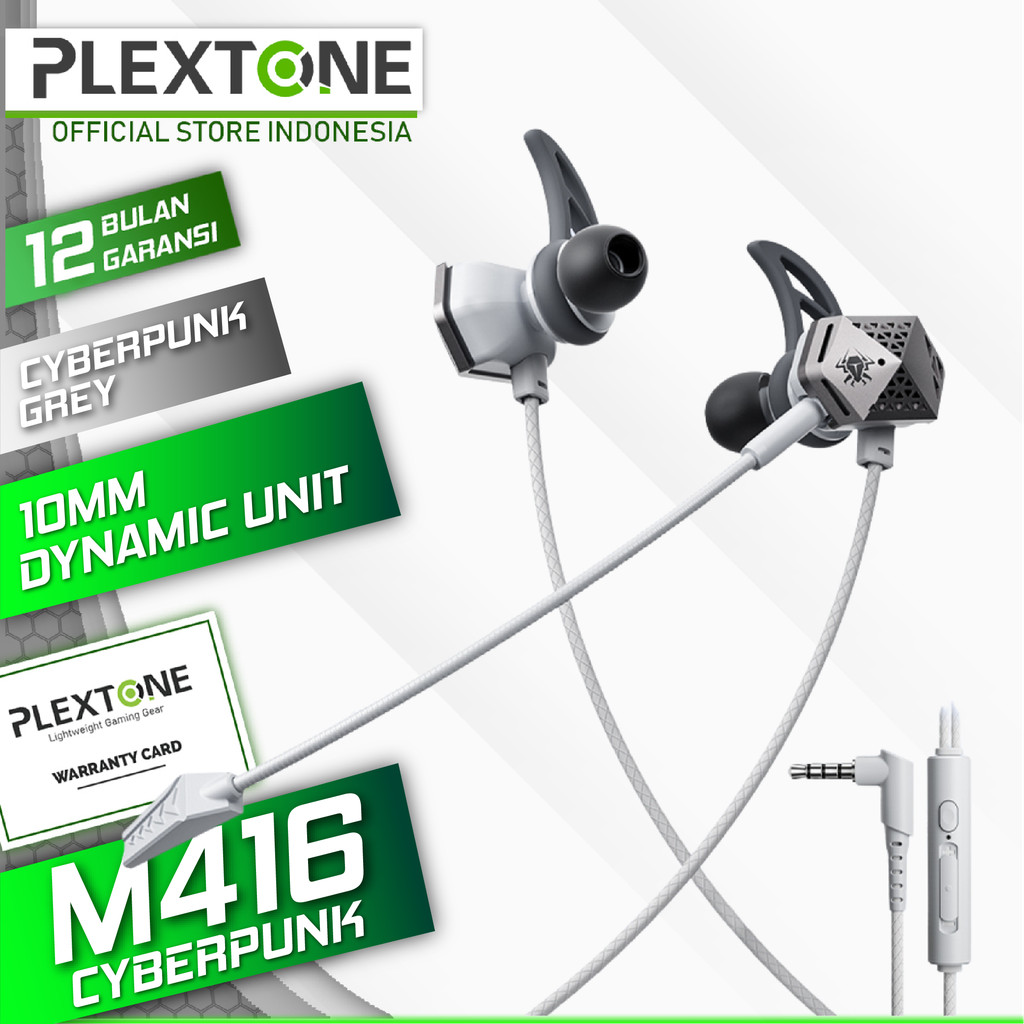 Jual PLEXTONE M416 Cyberpunk Gaming Earphone Wired Spaceship Design Dual Mic 10mm Driver ...