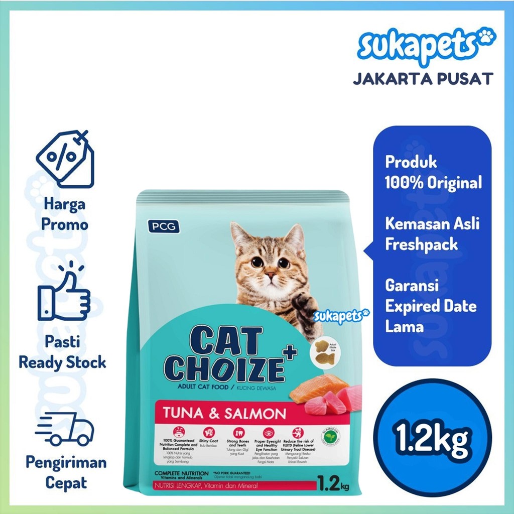 Jual Cat Choize Plus Adult Tuna & Salmon Makanan Kucing Kering 1.2kg ...