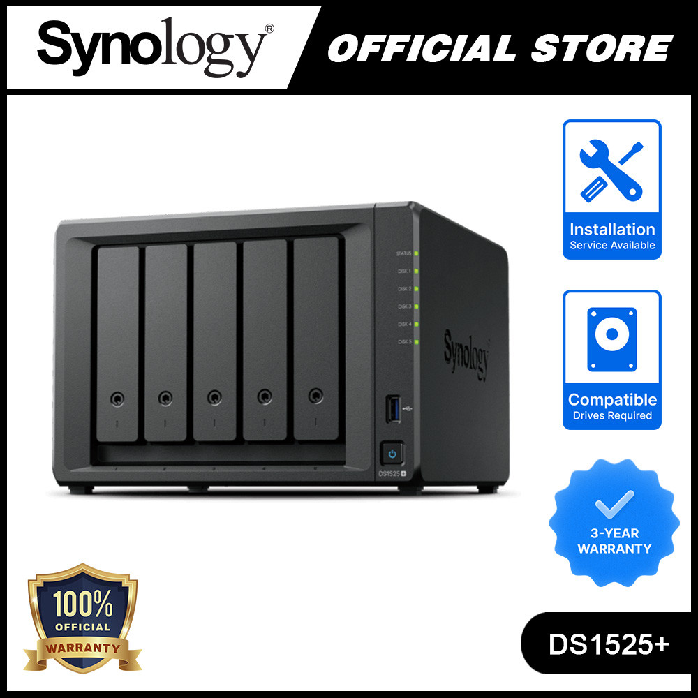 Jual Synology DS1525+ Diskstation NAS 5-Bay, RAM 8GB | Shopee Indonesia