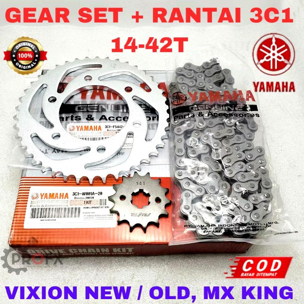 Jual GEAR SET + RANTAI YAMAHA 3C1 14-42T VIXION NEW VIXION OLD MX KING ...