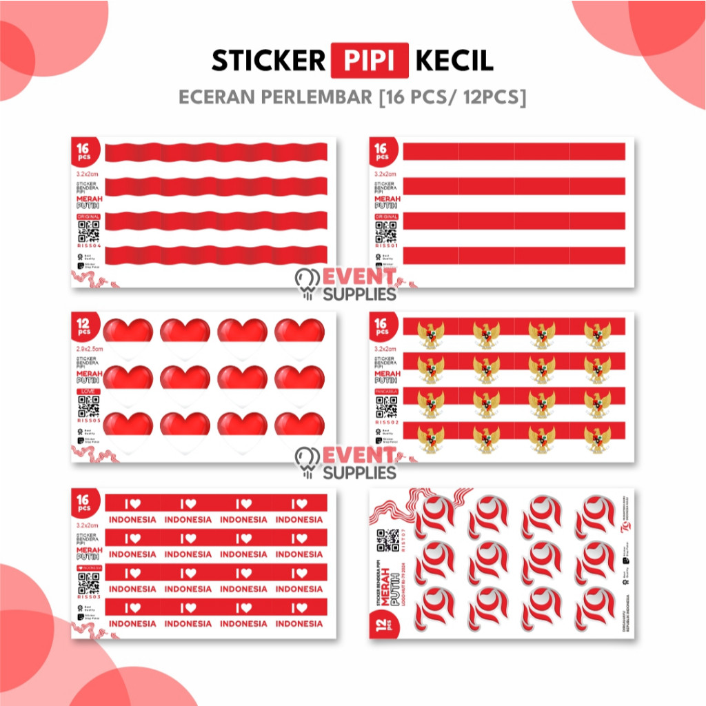 Jual VBAR - [16Pcs] Sticker Pipi Kecil HUT RI Bendera Merah Putih ...