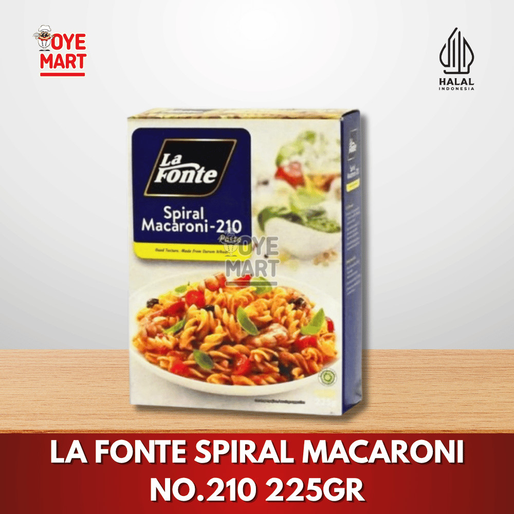 Jual LA FONTE SPIRAL MACARONI NO.210 225GR / PASTA BENTUK MAKARONI ...