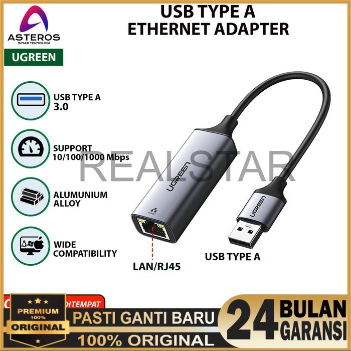 Jual Ugreen Lan Card Adapter Ethernet Usb c / Usb 3.0 to LAN RJ45 ...