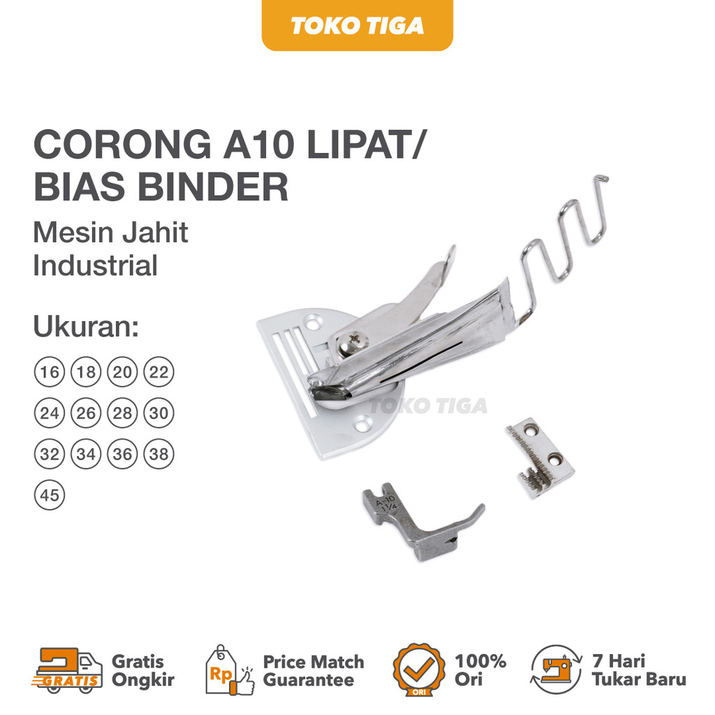 Jual Corong A10 Lipat / Bias Binder / Bis (Mesin Jahit Industrial ...
