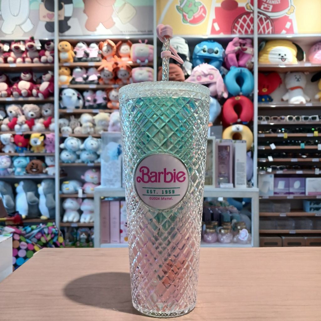 Jual MINISO Barbie Collection Colorful Plastic Bottle With Straw ...