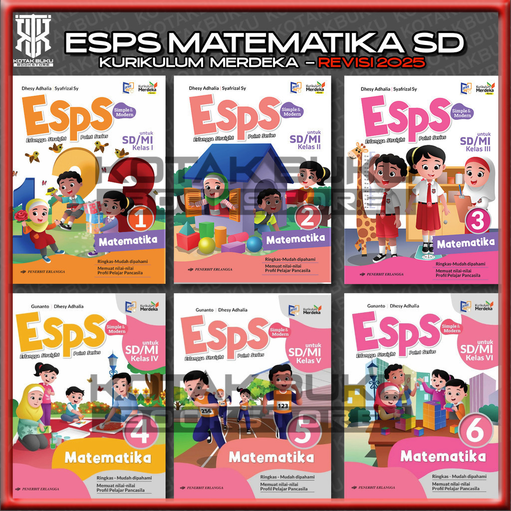 Jual ( ERLANGGA ) Buku ESPS Matematika Kelas 1 2 3 4 5 6 SD/MI Kurikulum Merdeka Revisi Terbaru ...