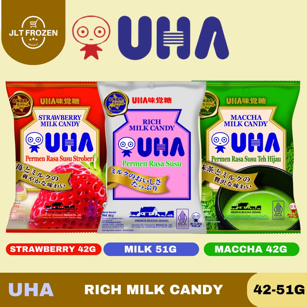 Jual UHA Candy 42g / UHA Candy Rich Milk 51g / UHA Candy Strawberry ...