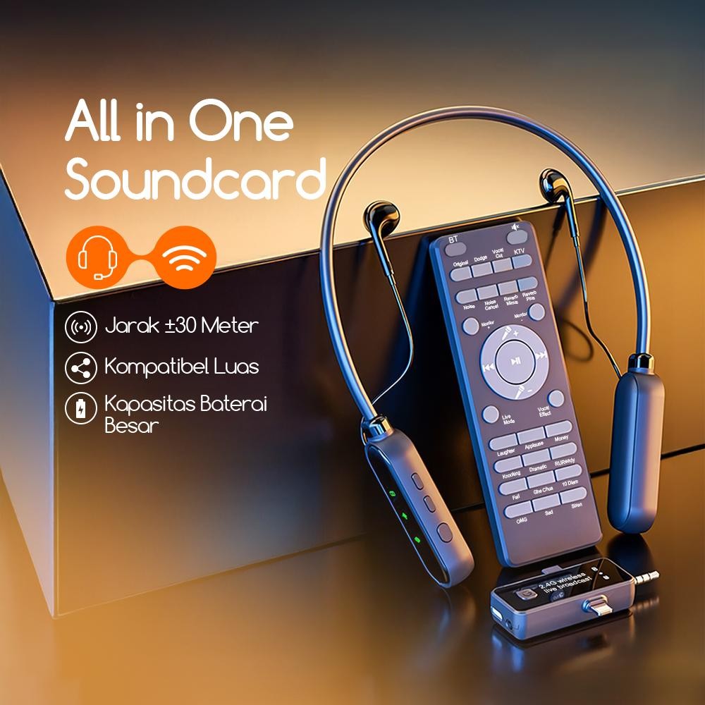 Jual Bonkyo Live Sound Card Microphone Microphone 3in1 Wireless Clip on ...