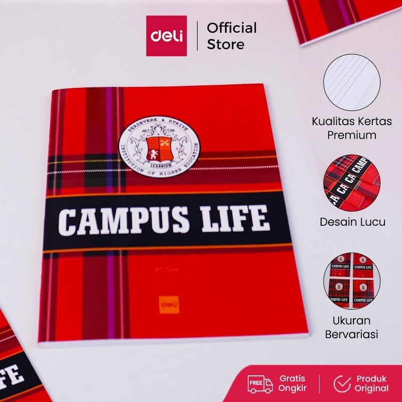 Jual Deli Buku Tulis Campus 58 Lembar 10 PCS/PACK Buku Tulis Sekolah 38 ...