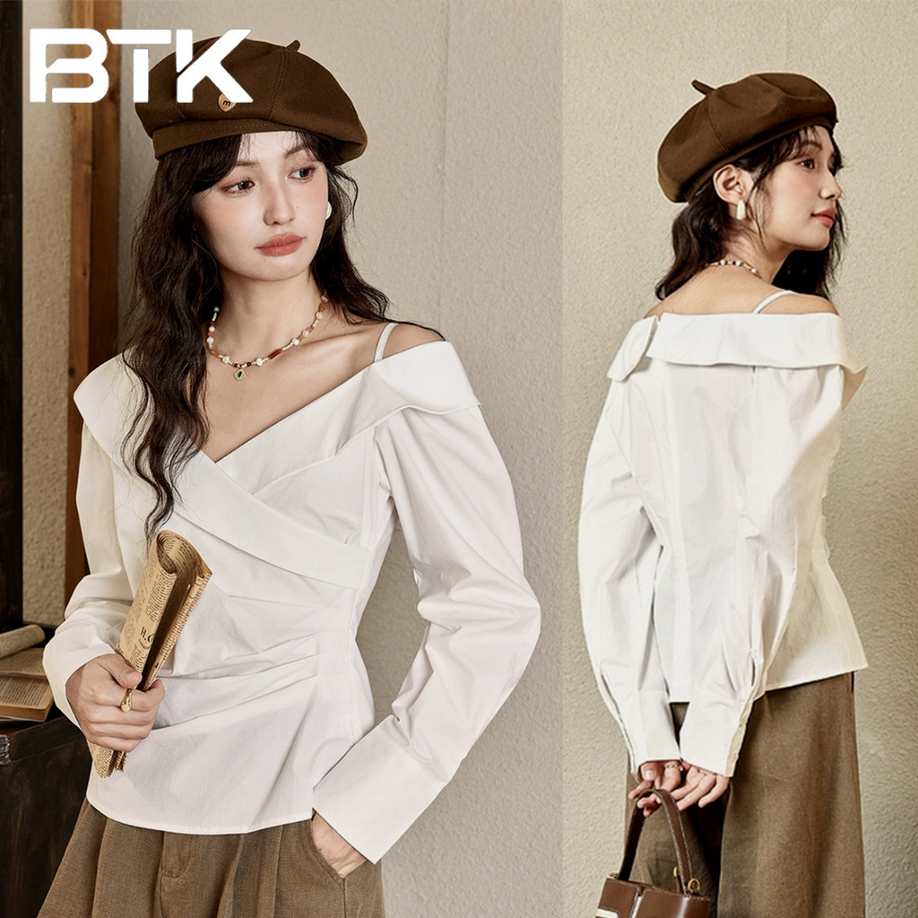 Jual BUTIK Kemeja Lengan Panjang Wanita Seksi Bahu Terbuka Blus Off ...