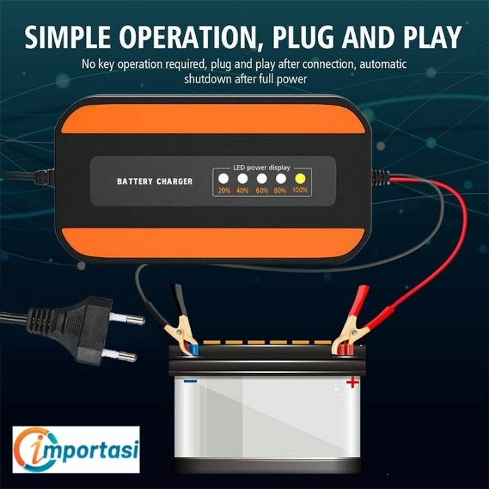 Jual E-Fast Smart Charger Aki Battery Batere Motor 12v 20Ah 2A Strum ...