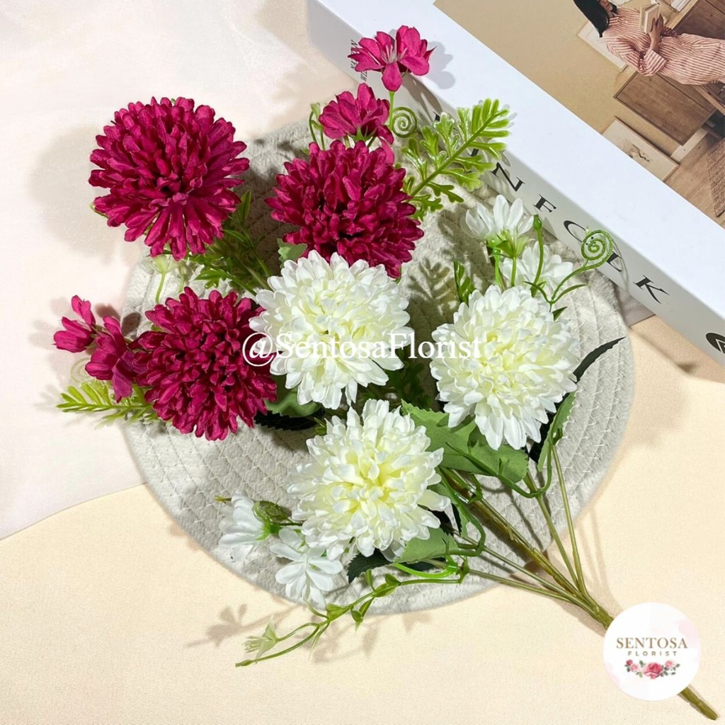 Jual Bunga Pom-Pom Mix Artificial Import Bunga Mix Buket Bunga Hias ...