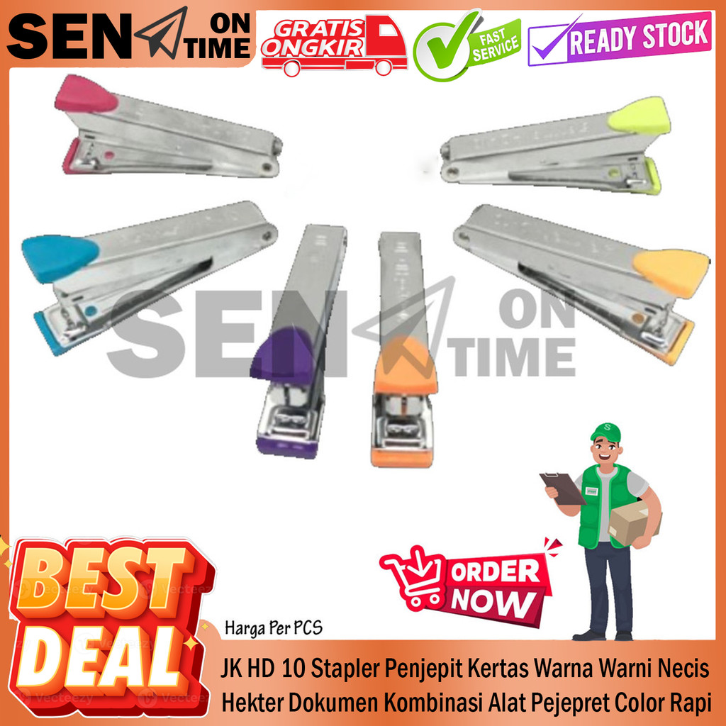 Jual JK HD 10 Stapler Penjepit Kertas Warna Warni Jepretan Necis Hekter ...
