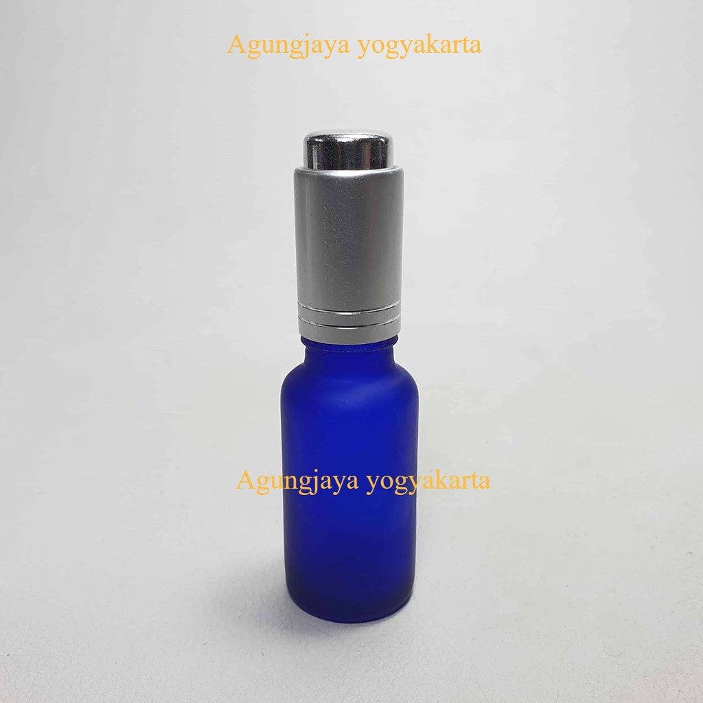 Jual Botol Kaca Serum BR 20 ml Biru Frossted Tutup Pipet / Botol Kaca ...