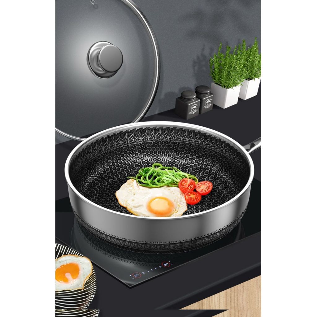 Jual [AH] Wajan Stainless Steel 316 Anti Gores Deep Frying Pan HoneyComb Non-Stick | Shopee ...