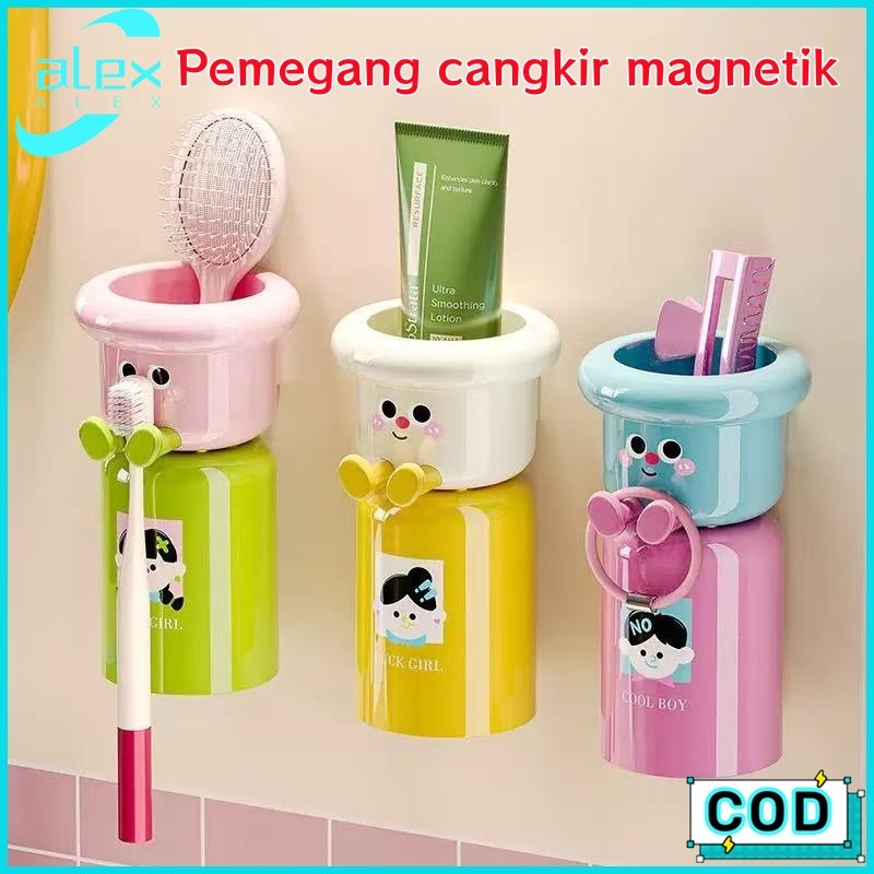 Jual Magnetic Toothbrush Rack/Rak Odol Multifungsi/Magnet Mouthwash Cup ...