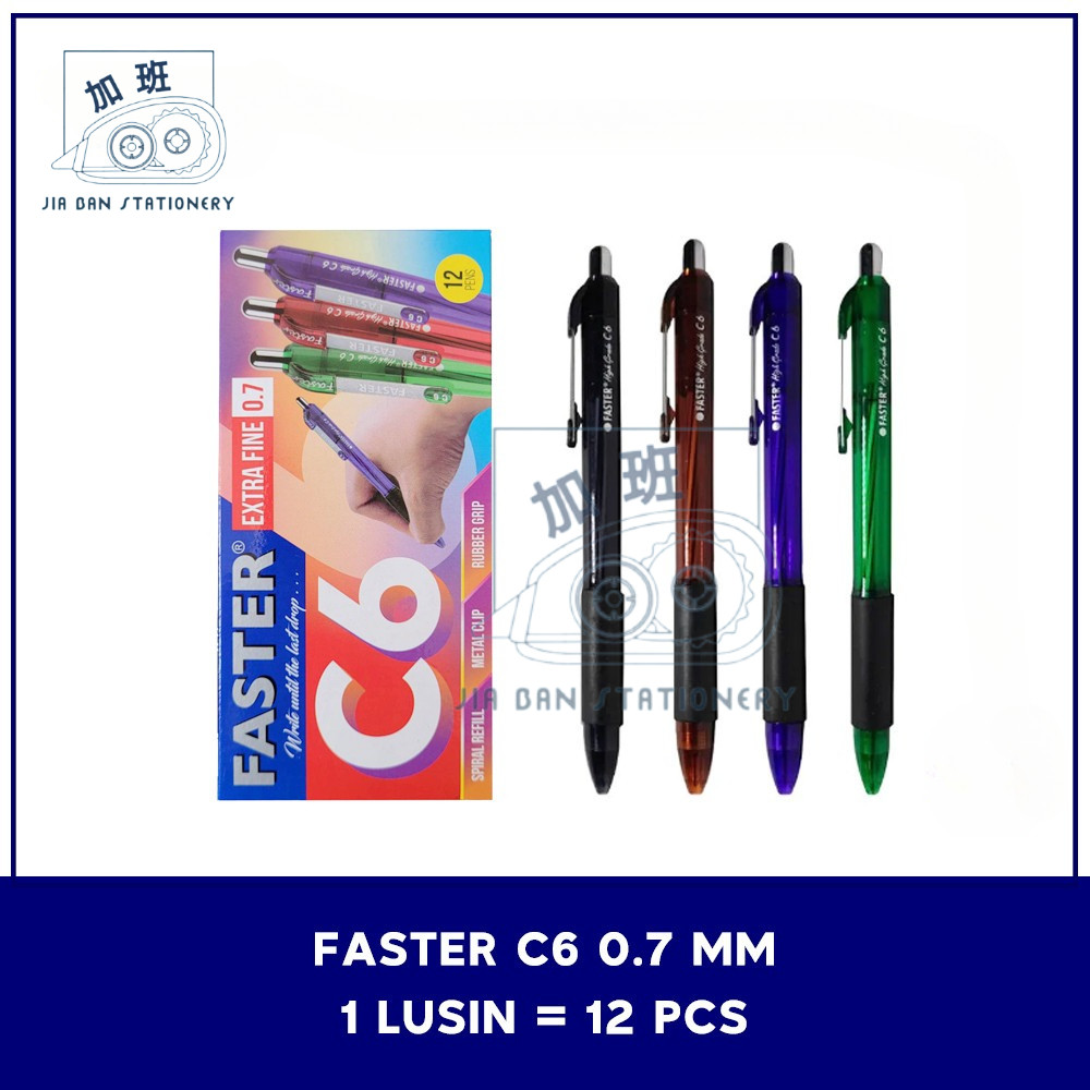 Jual Pulpen Faster C6 Extra Fine 0.7mm Bolpen Pena Cetek C6 Hitam | JBS ...