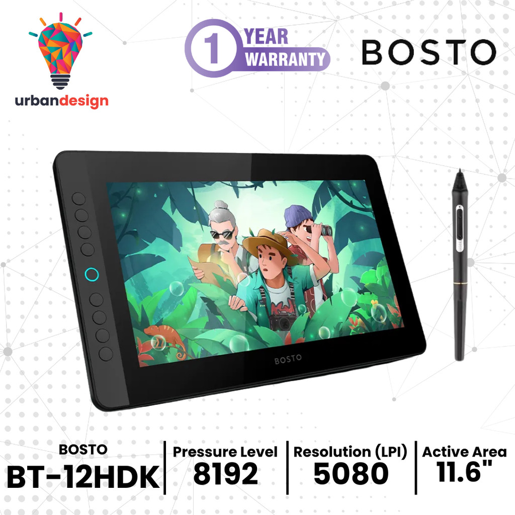 Jual BOSTO BT-12HDK Pen Display Tablet 11.6” – 16384 Level, Full HD ...