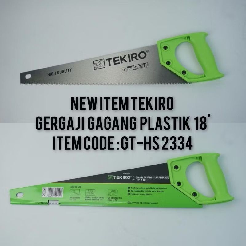 Jual TEKIRO Gergaji Kayu Tangan Gagang Plastik PVC 18" 20" Inch Inci 7 ...