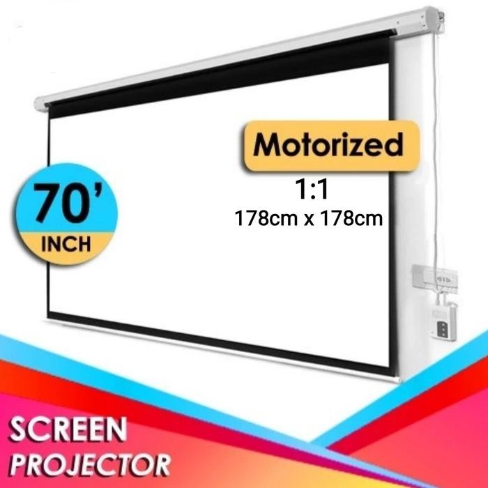 Jual Screen Projector Motorized 70" Layar Proyektor remot 70 | Shopee ...
