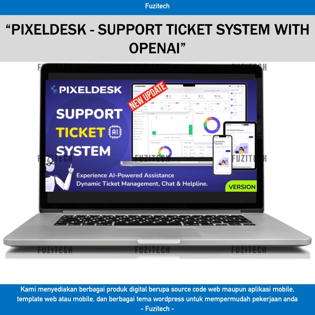 Jual SOURCE CODE APLIKASI WEB PIXELDESK - SUPPORT TICKET SYSTEM WITH OPENAI D494 FUZITECH ...