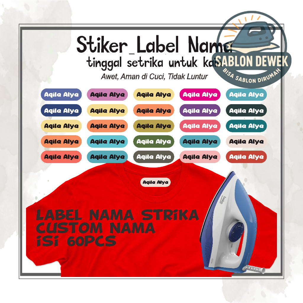Jual SEHARI JADI !! Sticker Custom Nama Label Printing Kain (Label DTF ...