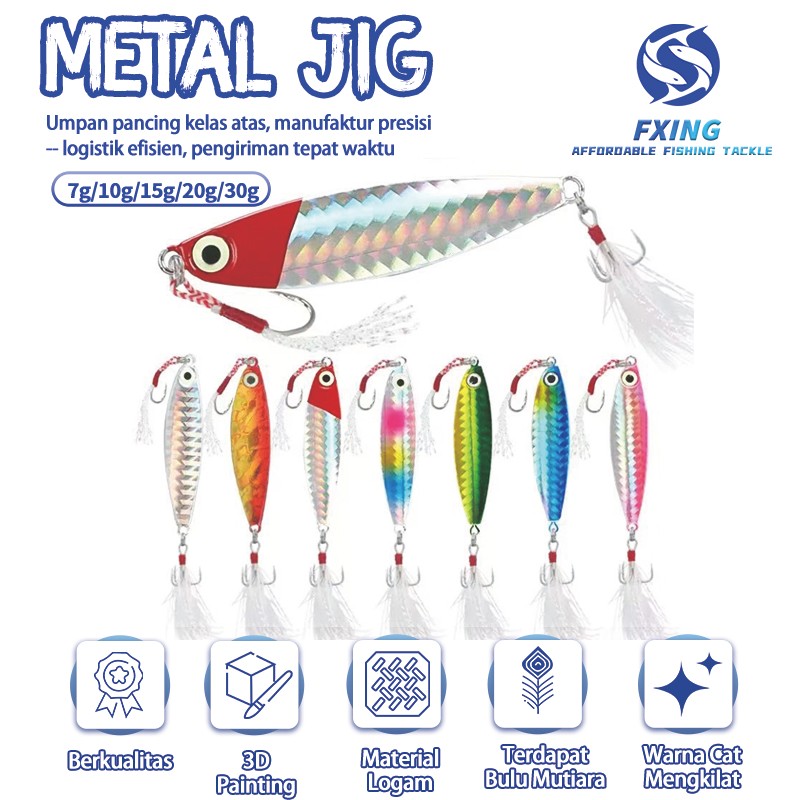 Jual Metal Jig 7g/10g/15g/ 20g/30g 8warna Metal Jig Fishing Lure Metal Spoon Bionic Bait Sinking ...
