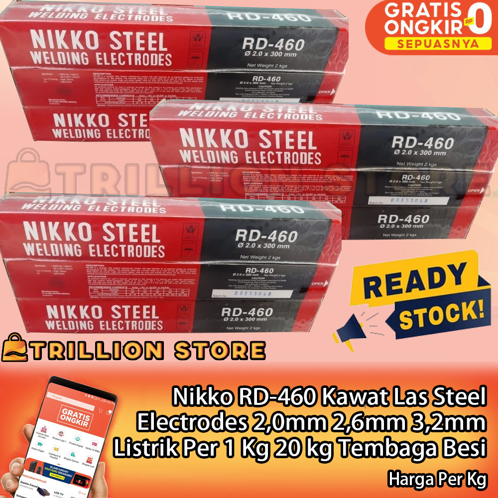 Jual NIKKO RD460 Kawat Las Steel Welding Electrodes 2,0mm 2,6mm 3,2mm Listrik Niko Stel Per 1Kg ...