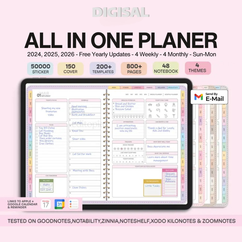Jual All-in-One Digital Planner 2025, 2026, 2027, Digital Planner ...